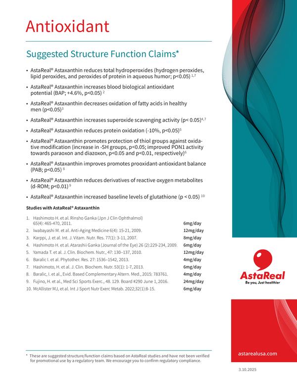 Antioxidant Structure Function Claims – AstaReal USA